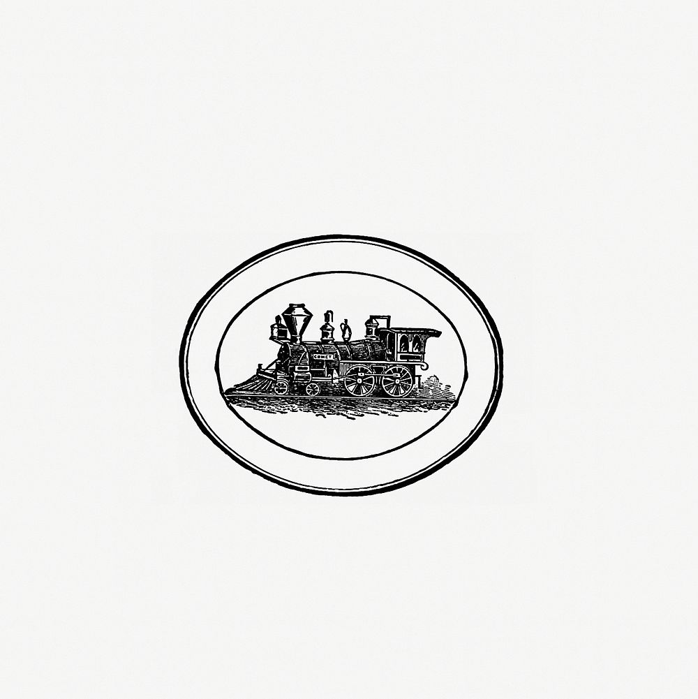 Steam engine train stamp design | Free Photo Illustration - rawpixel