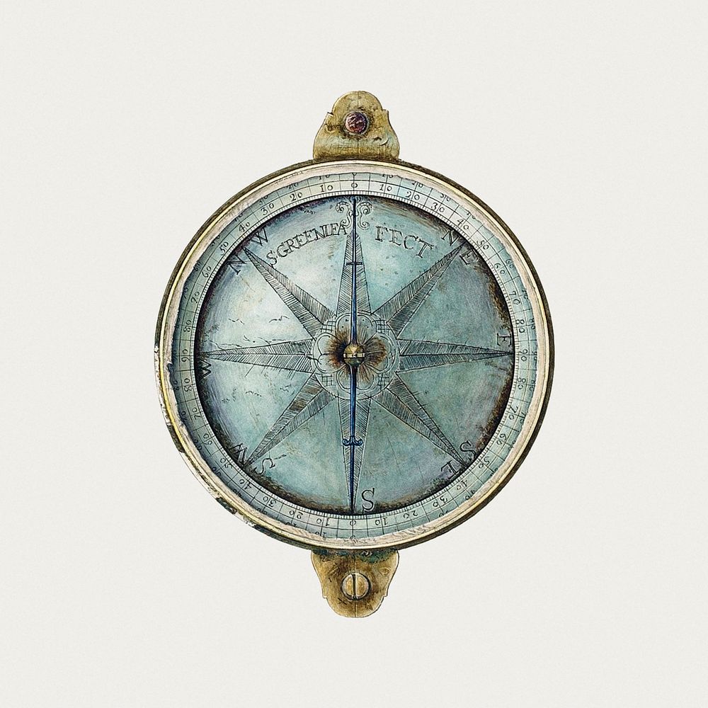 Surveyor's compass illustration, remixed artwork | Premium Photo ...