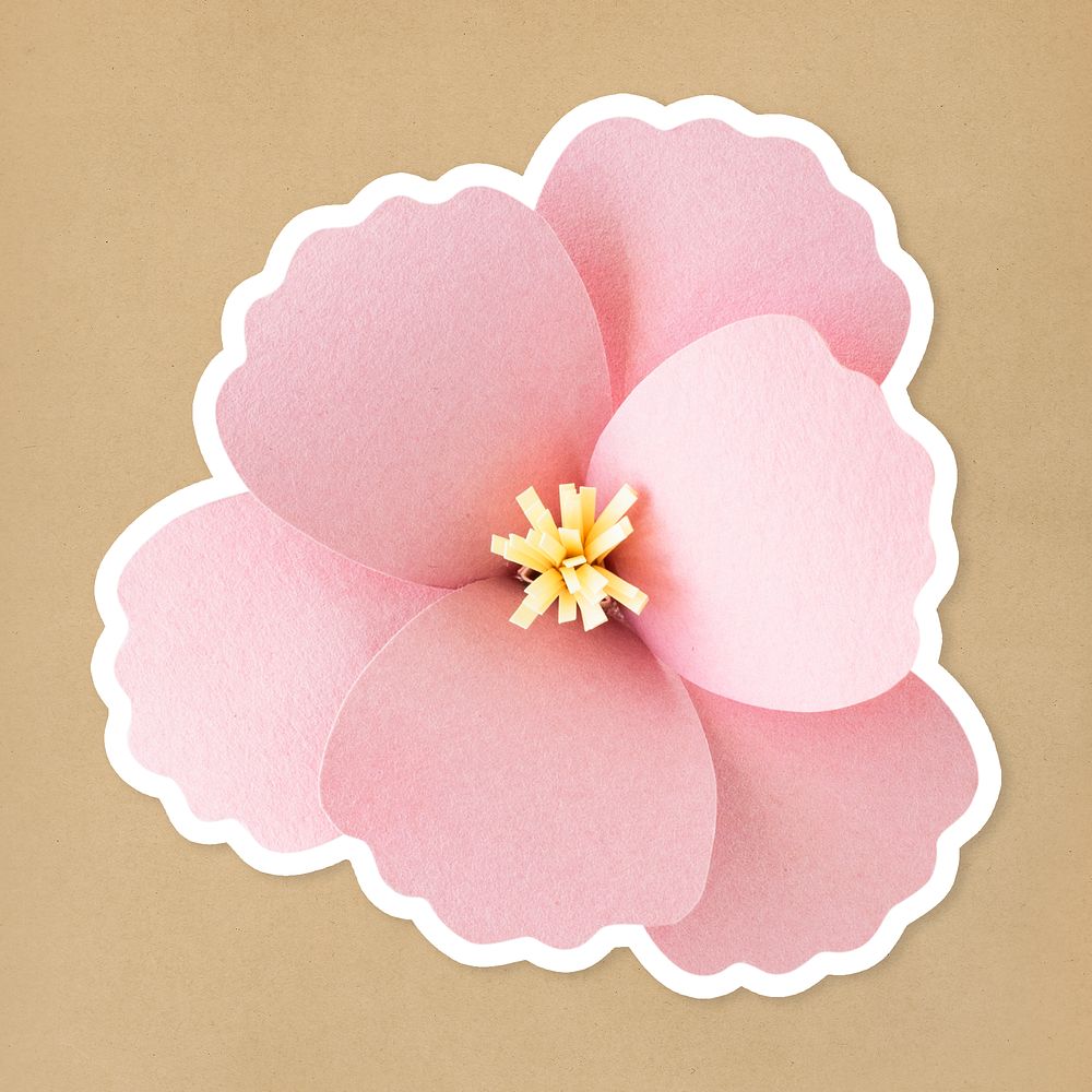 Pink flower papercraft sticker psd | Premium PSD - rawpixel