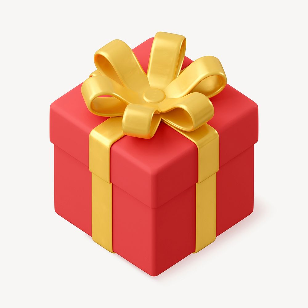Red gift box clipart, 3d | Premium PSD - rawpixel