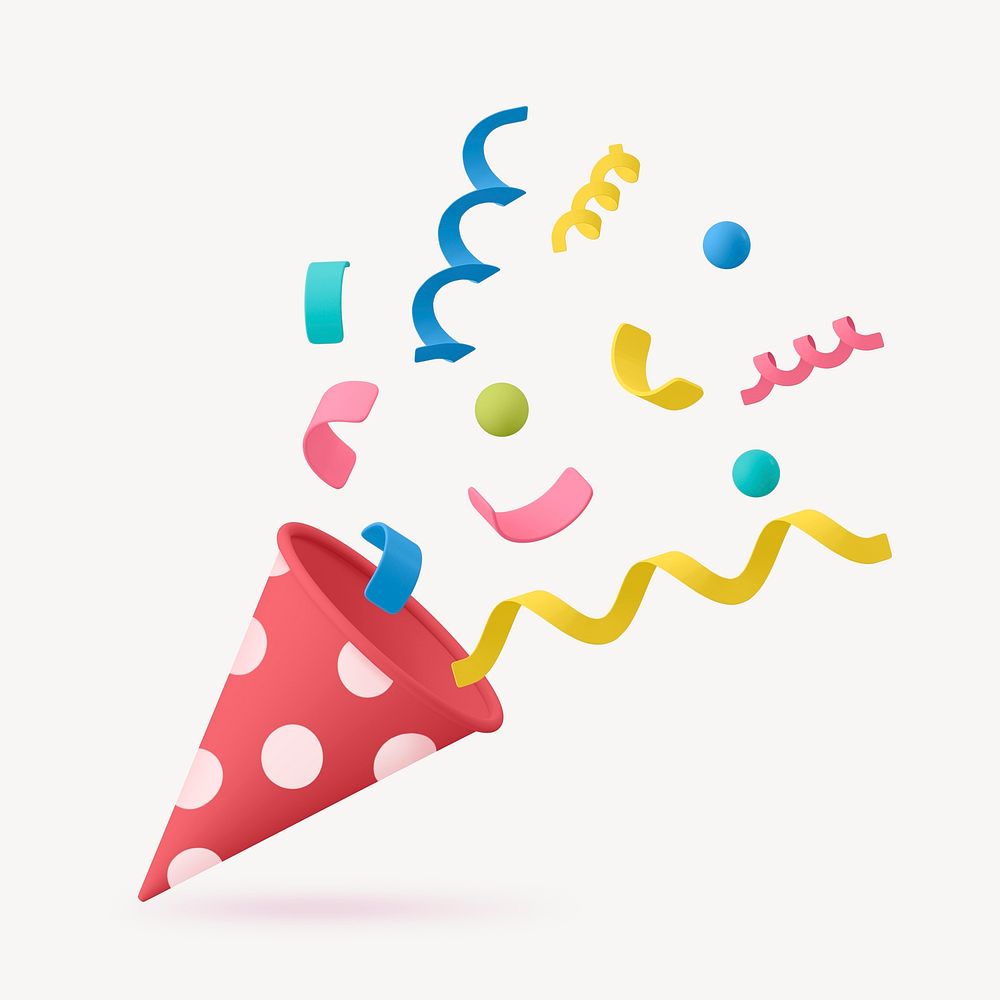 Party popper clip art, 3d | Premium PSD - rawpixel