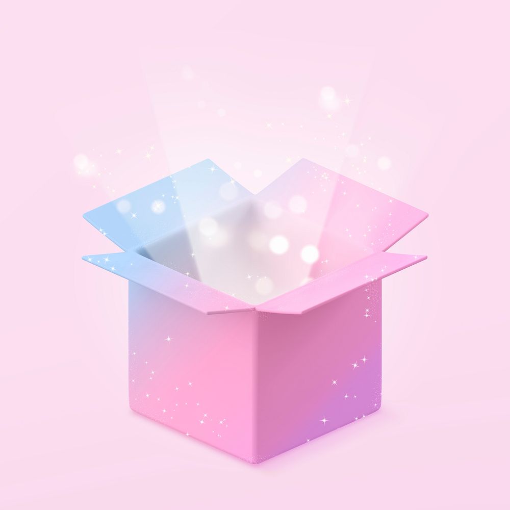 Open mystery box, 3D aesthetic | Premium PSD Illustration - rawpixel