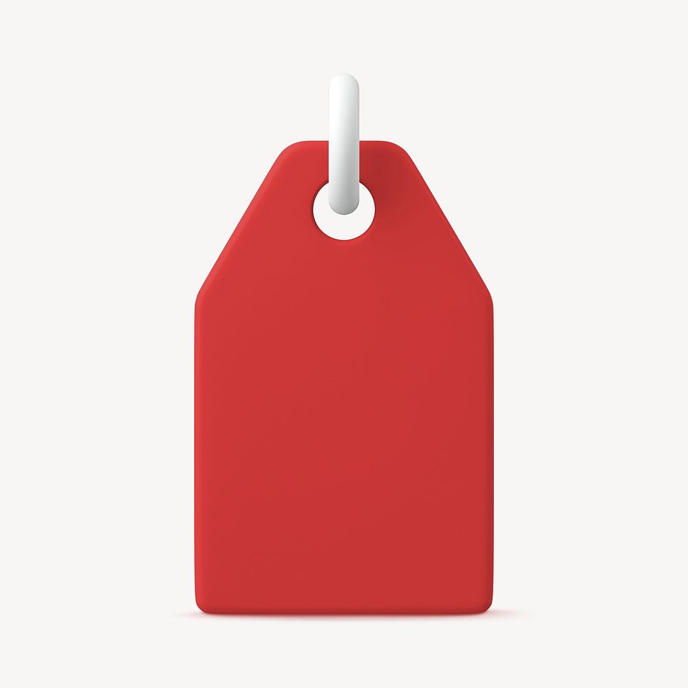 Red swing tag sticker, 3D | Premium PSD - rawpixel