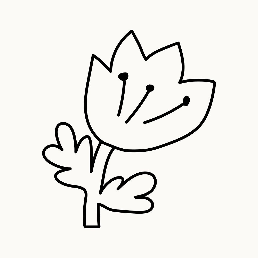 Doodle flower collage element, hand | Premium PSD - rawpixel