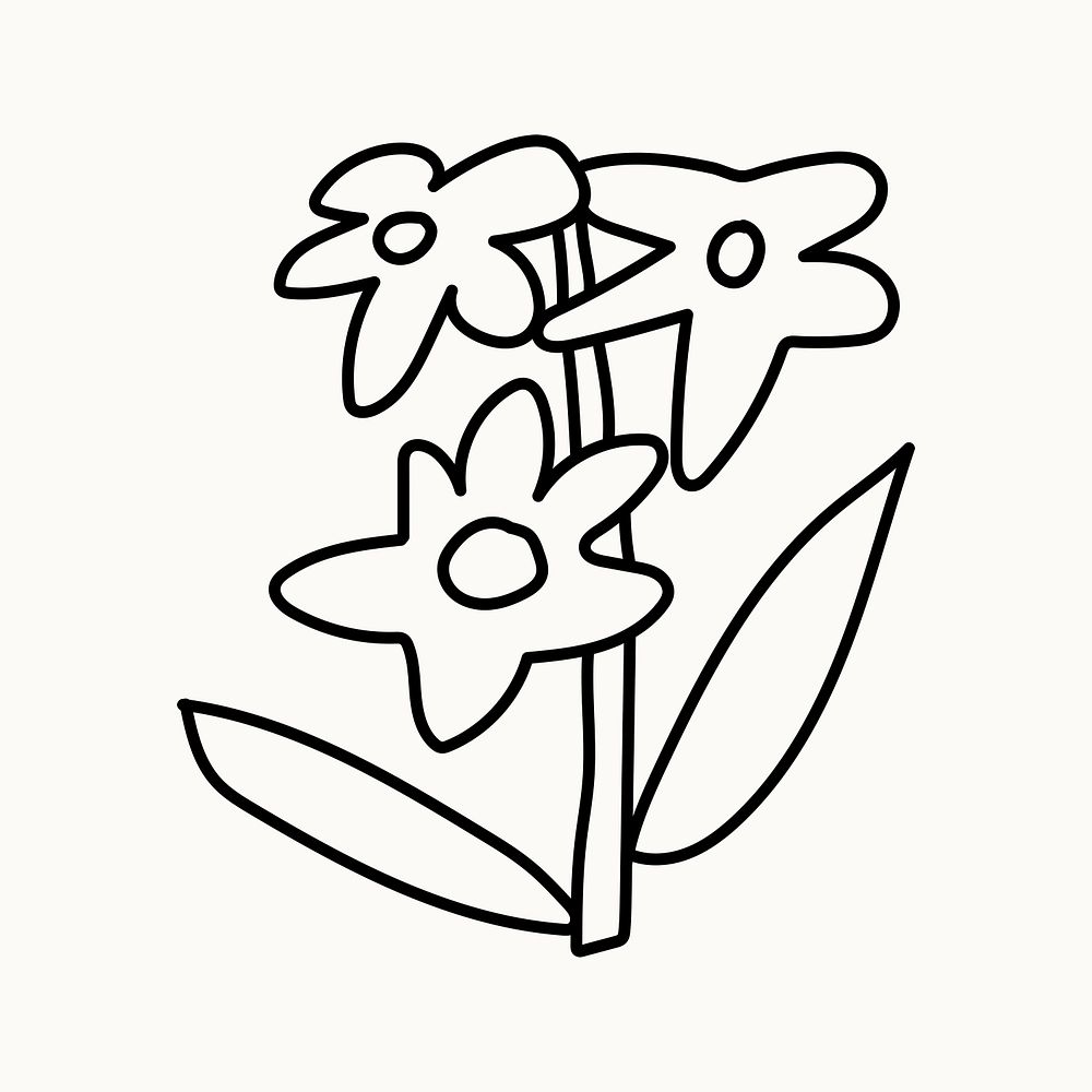 Doodle flower collage element, hand | PSD - rawpixel