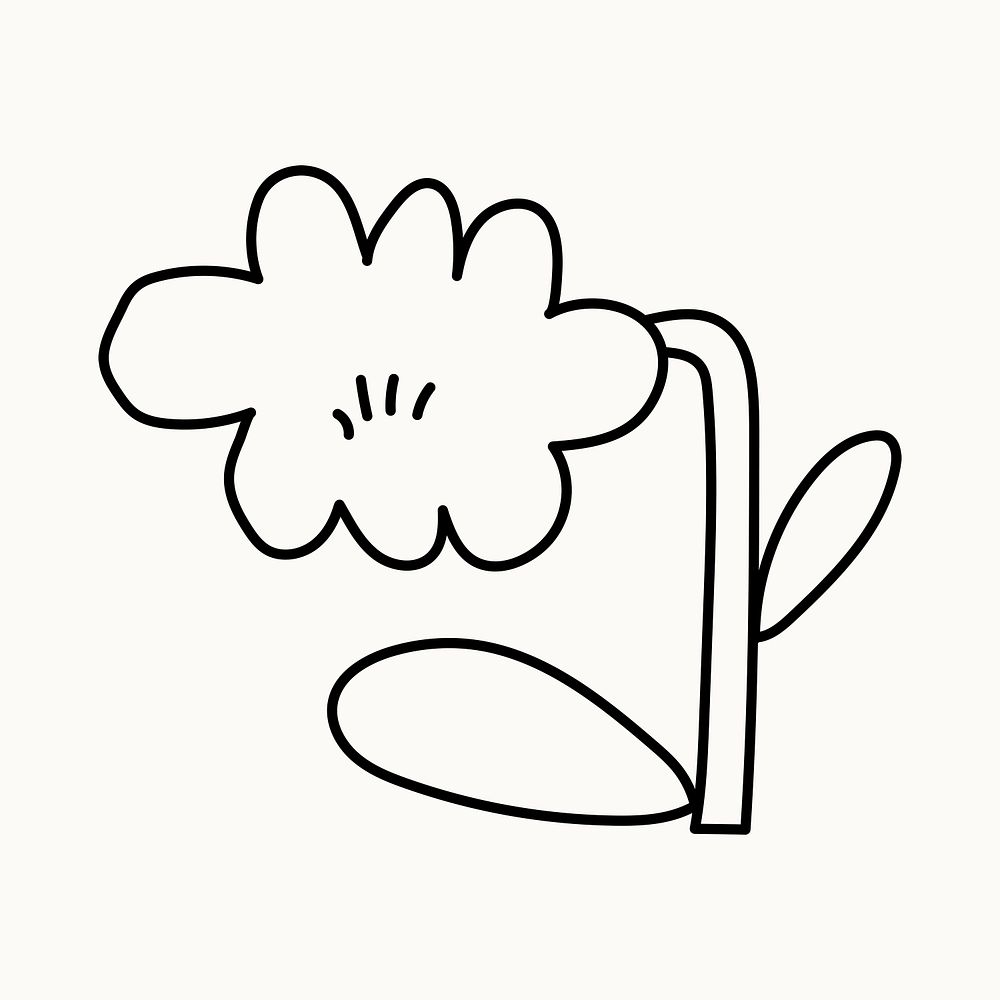 Doodle flower collage element, hand | PSD - rawpixel