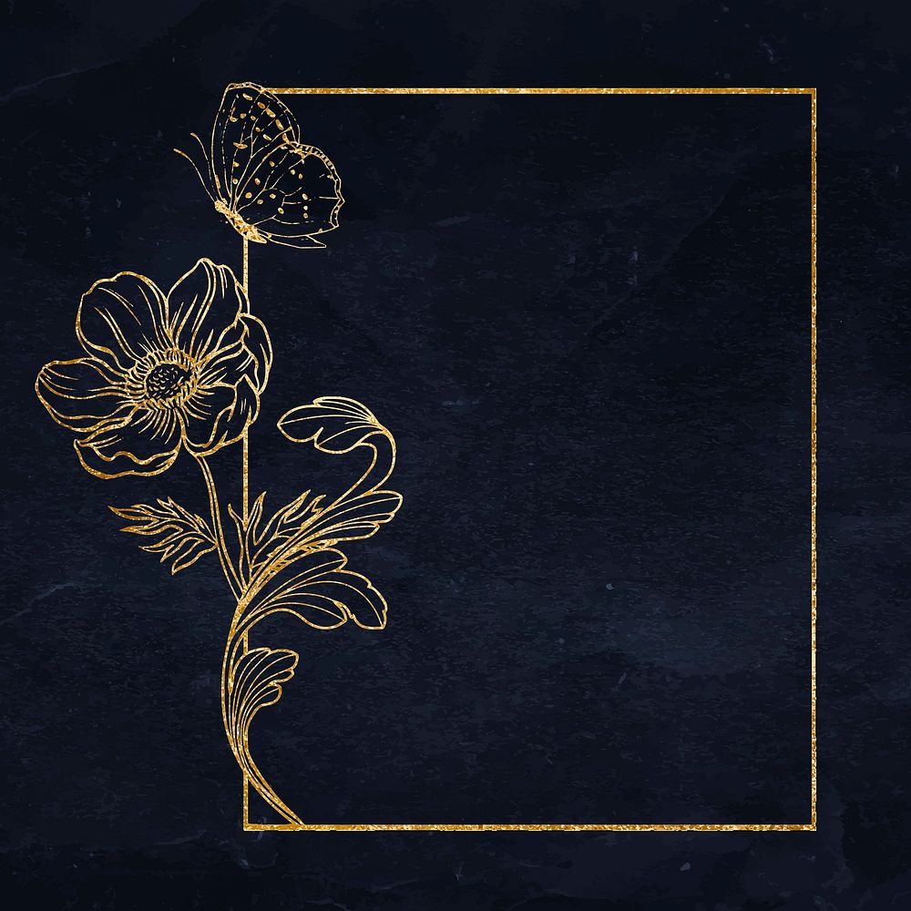 Gold flower frame, aesthetic vintage | Vector - rawpixel