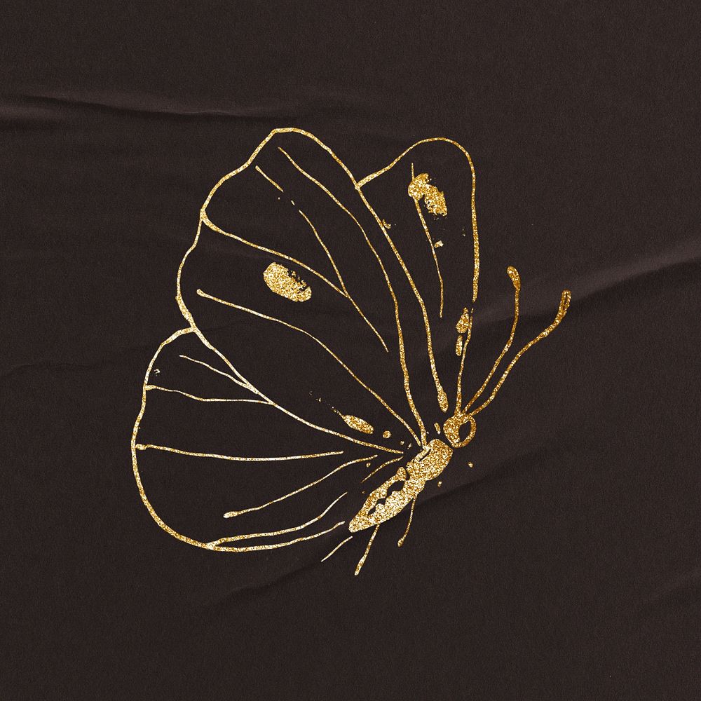 Gold butterfly sticker, aesthetic illustration | PSD - rawpixel