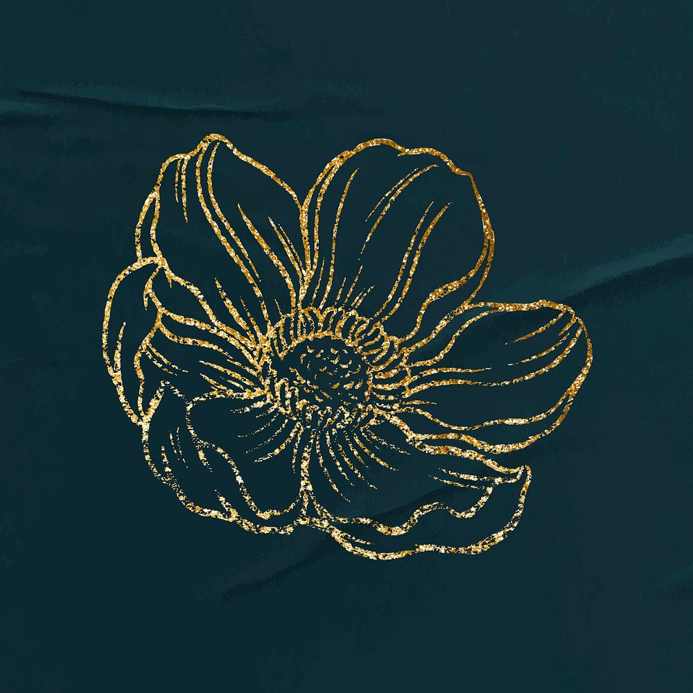 Gold flower sticker, ornamental floral | Premium Vector - rawpixel
