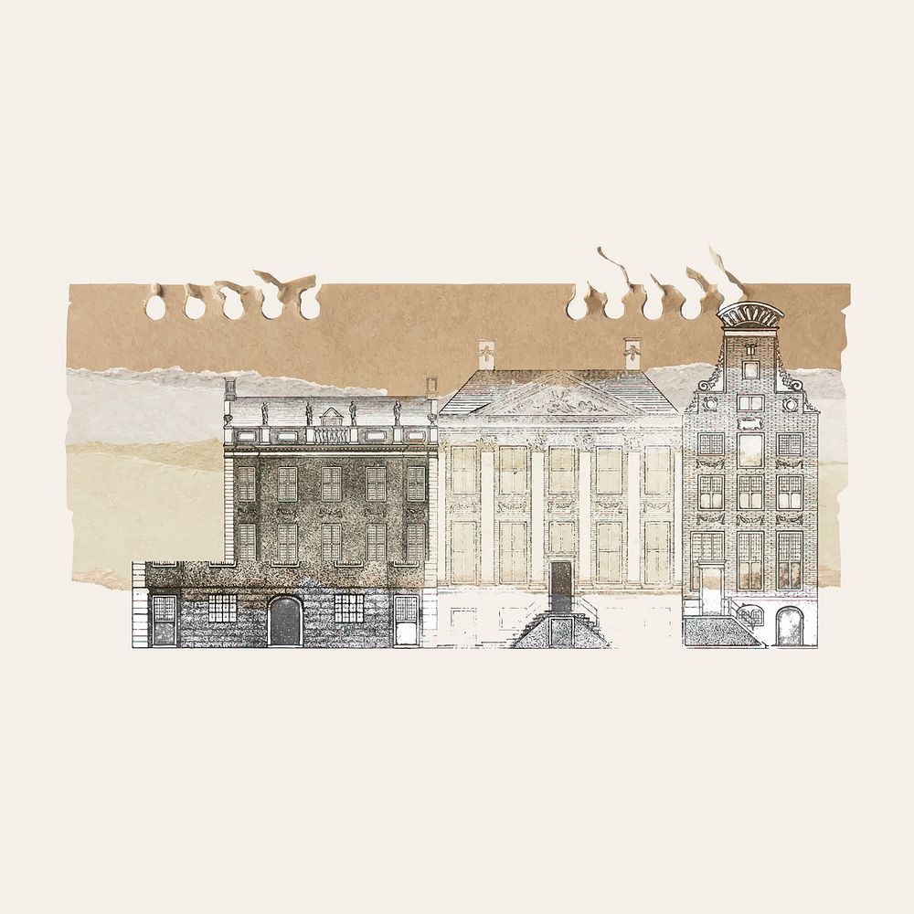 Ripped vintage paper with architecture | Premium Vector - rawpixel