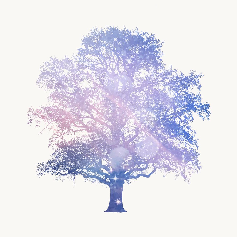 Aesthetic tree, holographic isolated on white, | Premium Vector - rawpixel