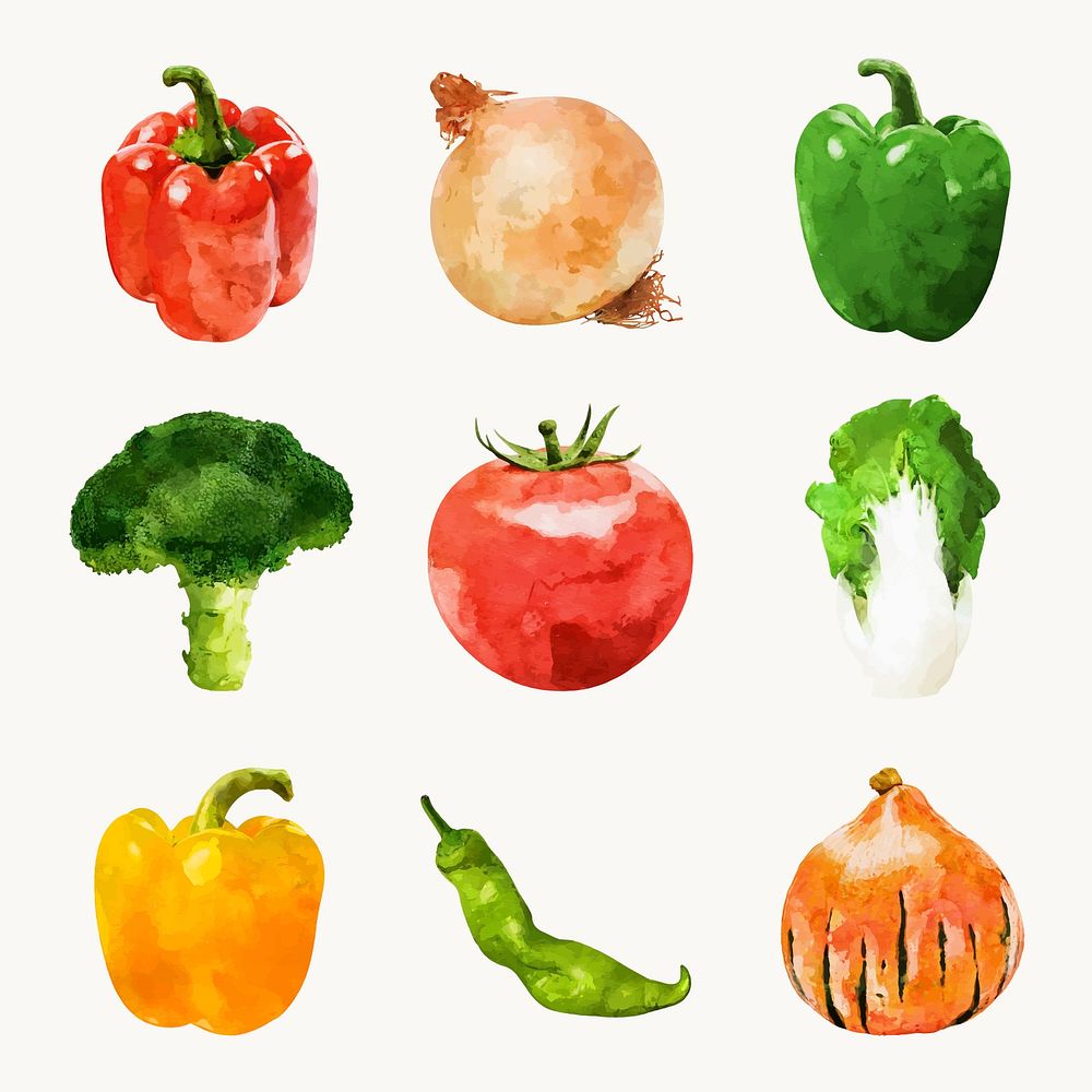 Watercolor vegetable clipart, vegetable illustration | Premium Vector ...