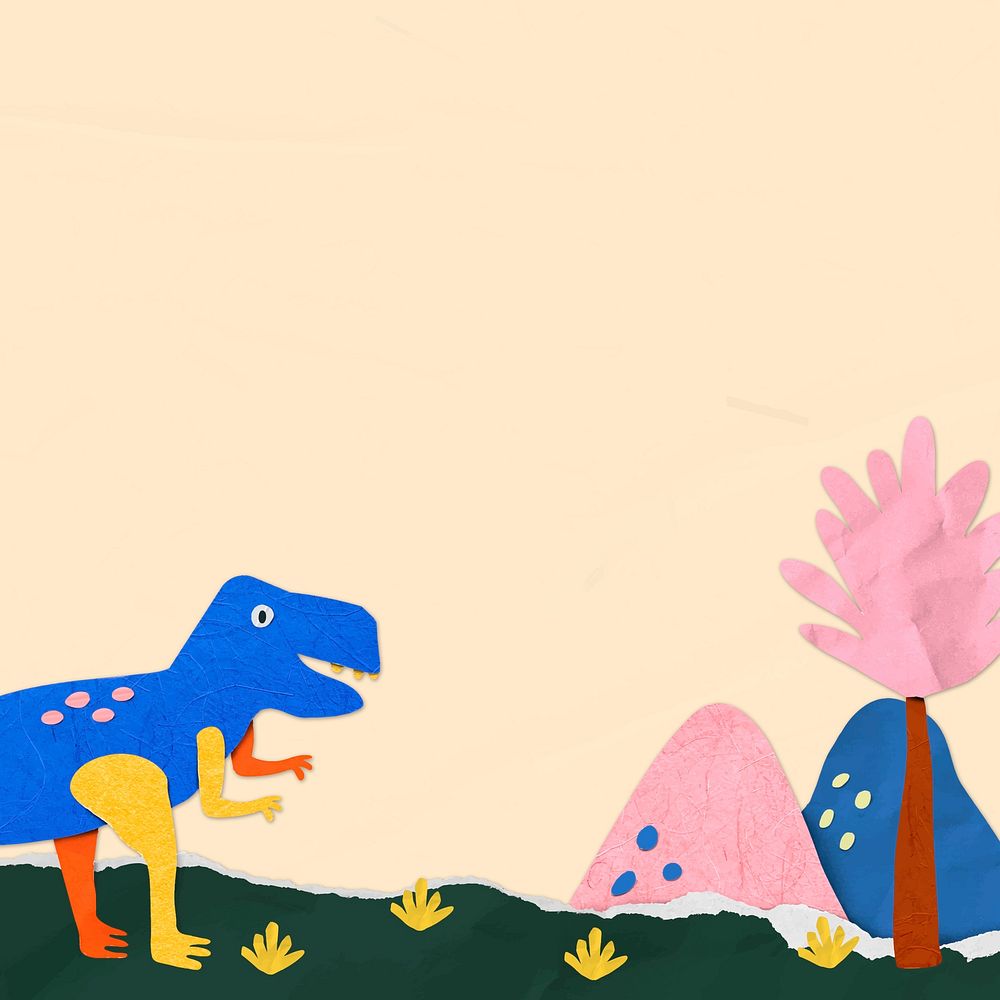Dinosaur paper craft background, tyrannosaurus | Premium Vector - rawpixel