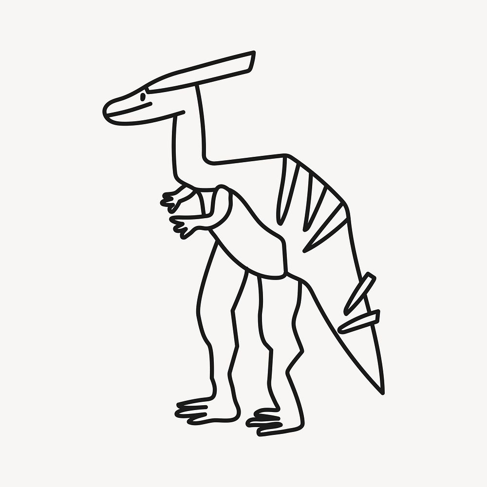 Doodle parasaurolophus, dinosaur collage element | Premium Vector ...