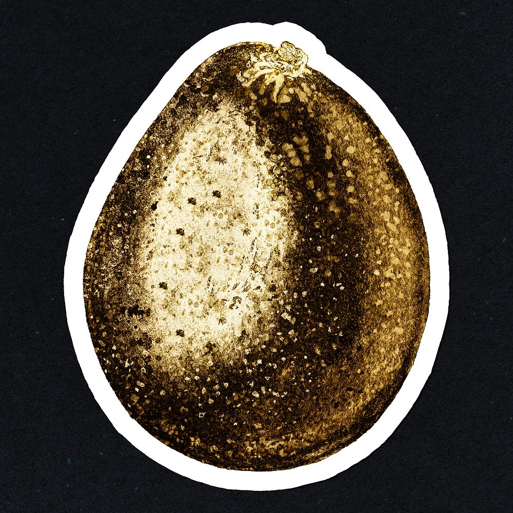 Gold avocado fruit sticker white | Premium PSD - rawpixel