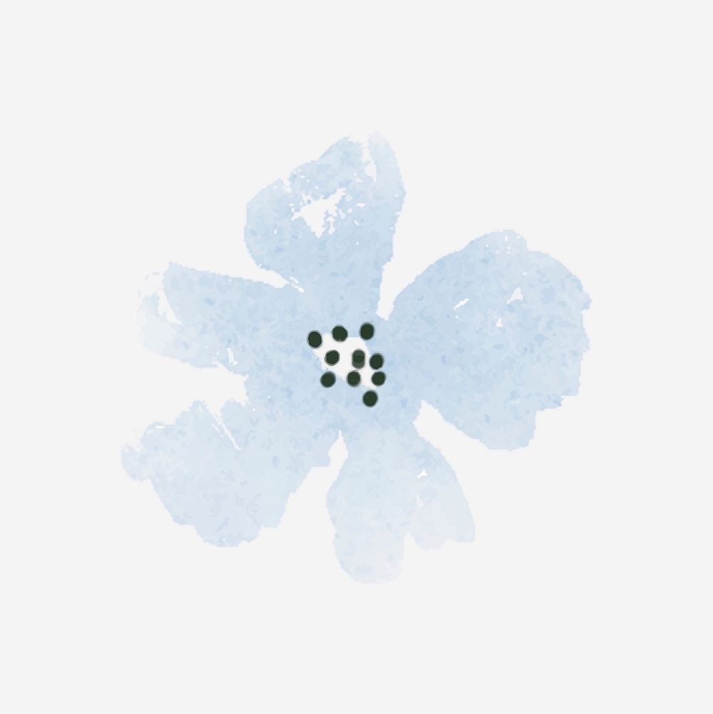Watercolor blue flower collage element, | Vector - rawpixel