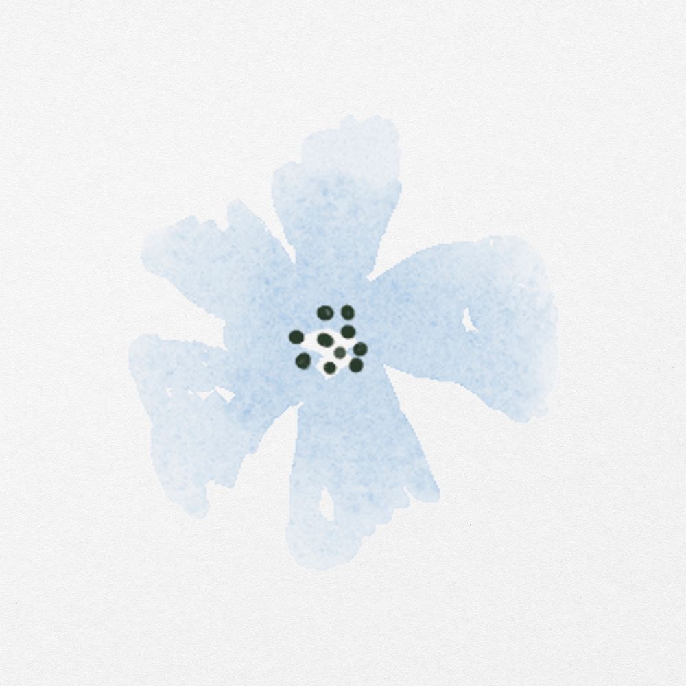 Cute blue flower collage element, | Premium PSD - rawpixel