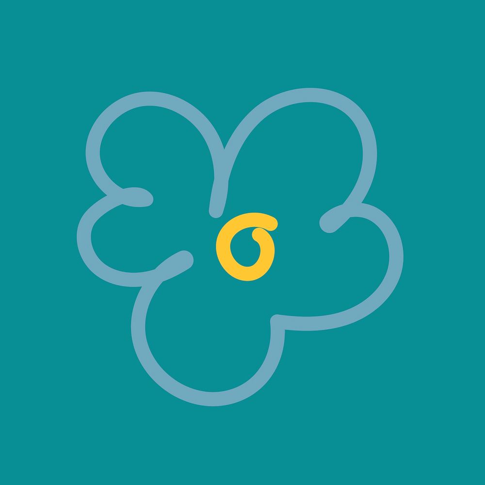 Cute flower sticker, teal doodle | Premium Vector - rawpixel