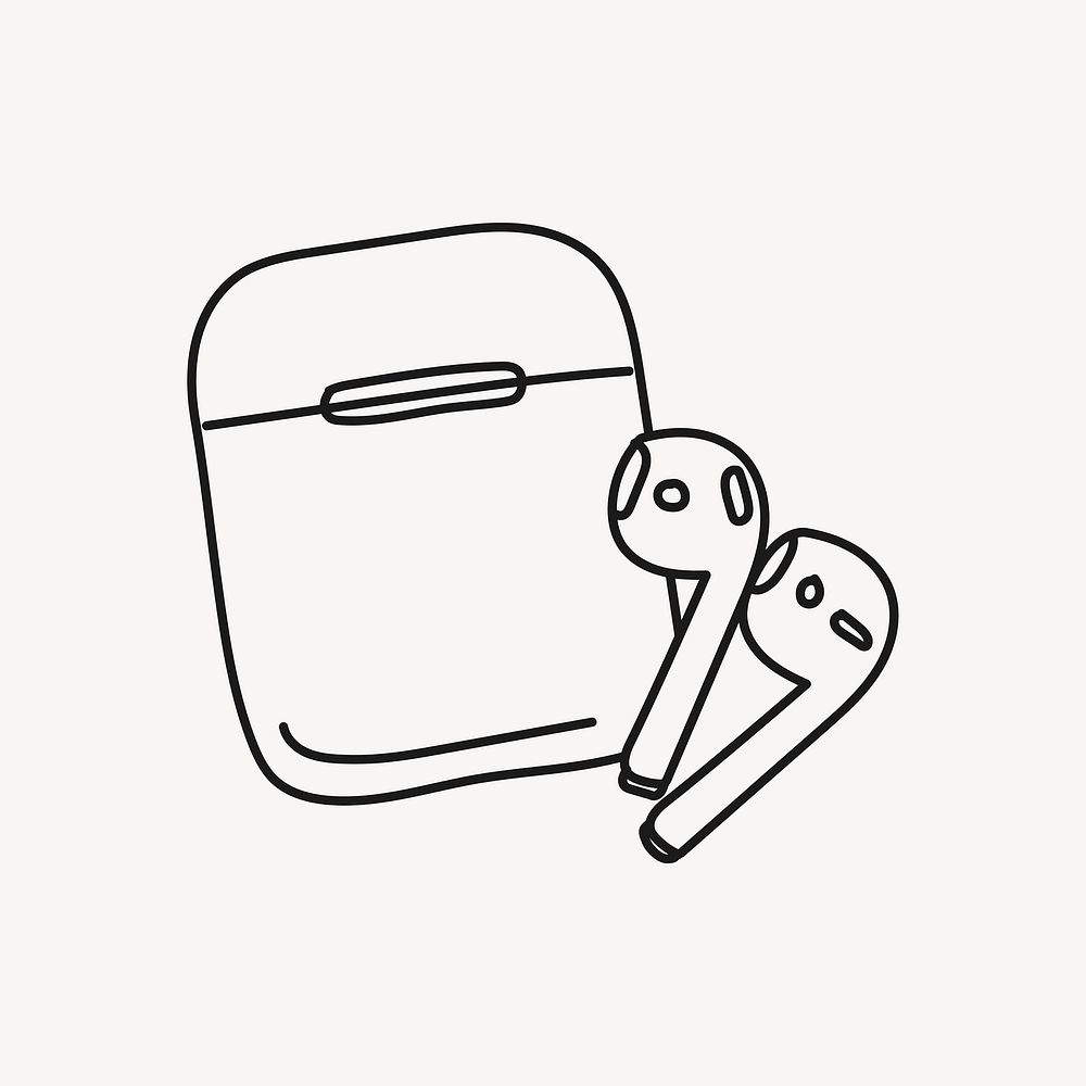 Wireless earphones doodle drawing, gadget | Free Photo Illustration ...