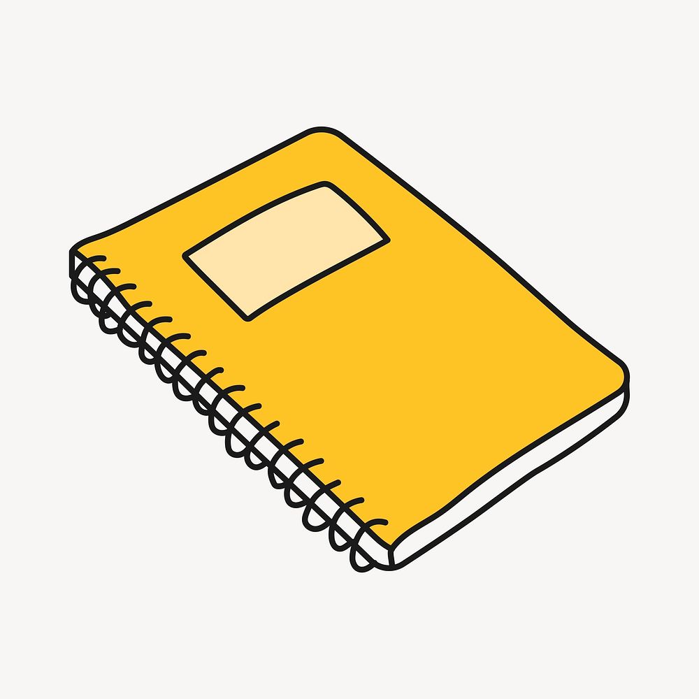 Yellow notebook clipart, stationery cute | Premium Vector Illustration ...