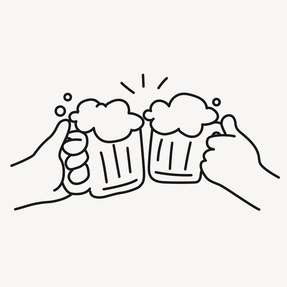 Beers cheering drawing, cute celebration | Free Photo Illustration ...