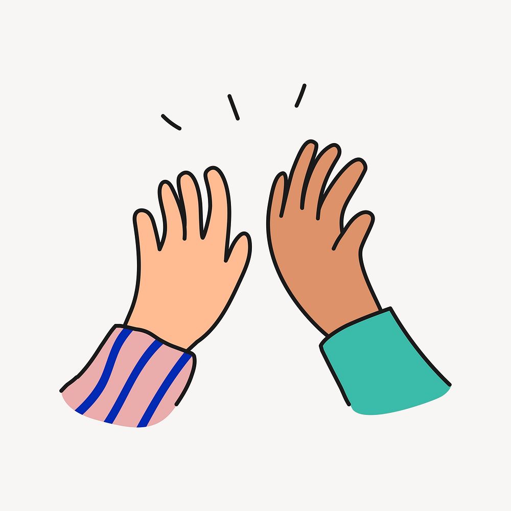 Diverse hands high five sticker, | Free PSD Illustration - rawpixel