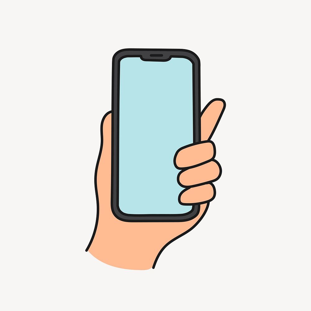 Hand holding phone clipart, digital | Premium Vector Illustration ...
