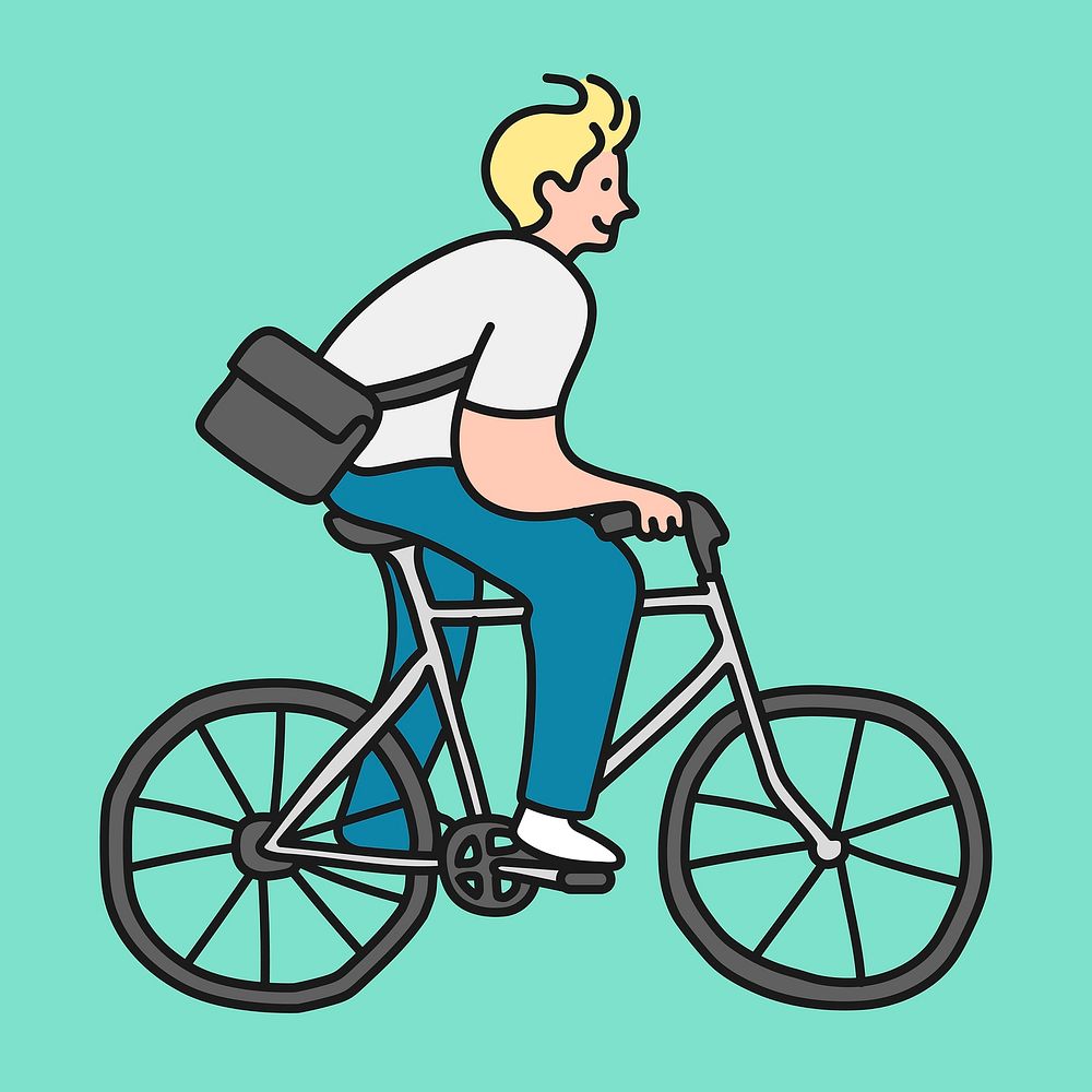 Man riding bike clipart, sustainable | Free Vector Illustration - rawpixel