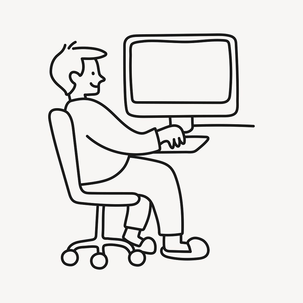 Man working computer clipart, job | Free Vector Illustration - rawpixel