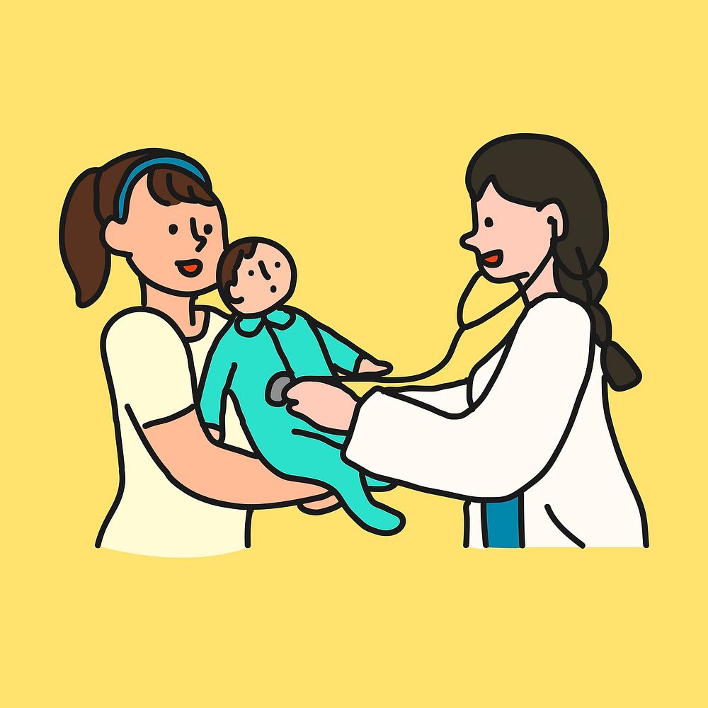 Childcare cartoon illustration, health checkup | Free Photo ...