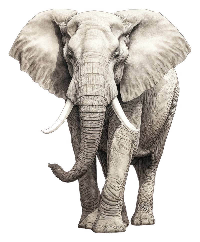 African Elephant Face Drawings