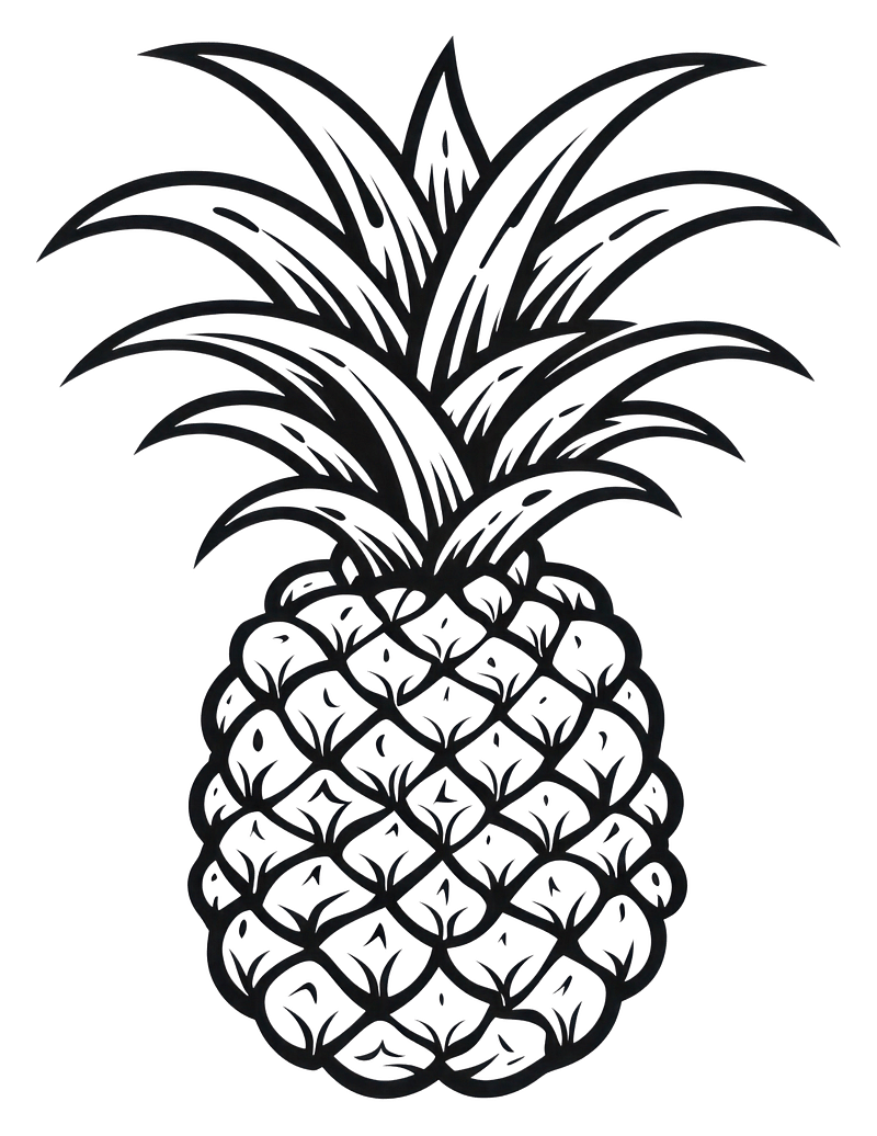 Pineapple Black And White Clipart